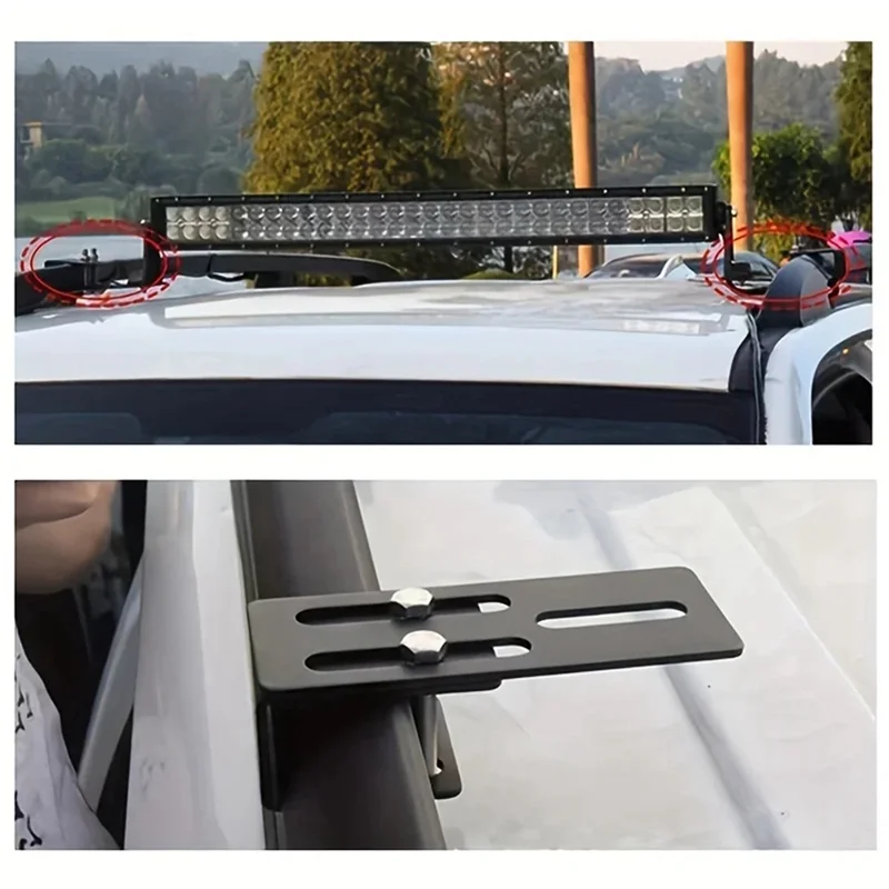 2Pc Universal Led Light Bar Roof Rack Mount Bracket No-Drill ...