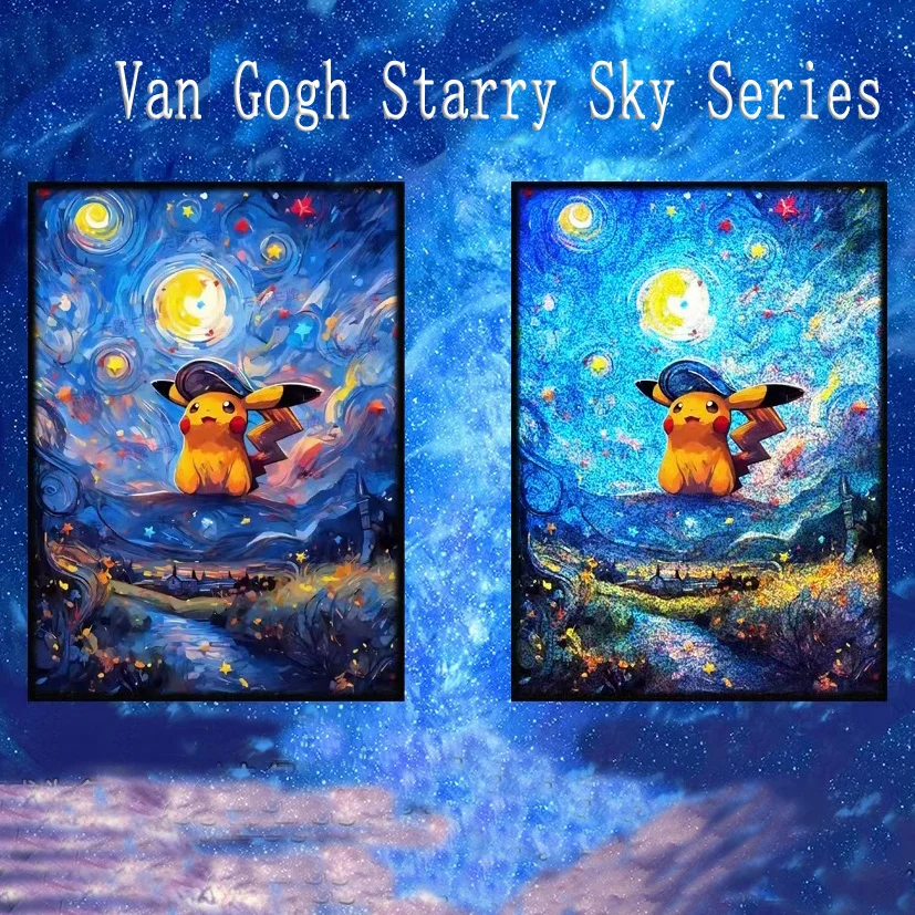 60PCS-Anime-Pokemon-Gengar-Pikachu-Card-Sleeves-The-Starry-Night-Style ...