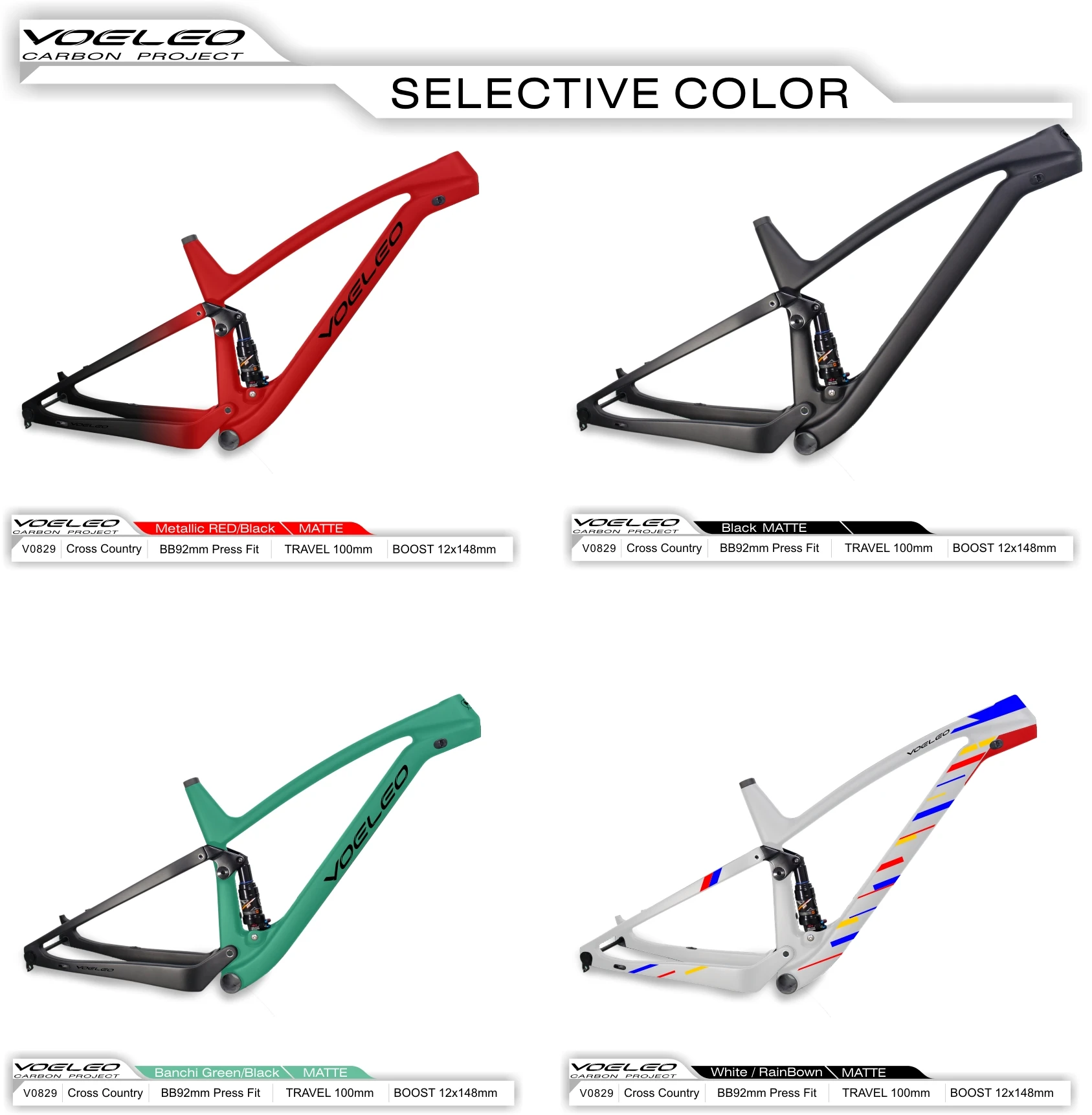 29er Carbon Mtb Frame Full Suspension Bike Boost 148*12 Mtb Max Tire 2. ...