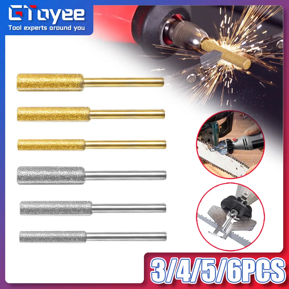 3/4/5/6pcs Gold/Silver Diamond Coated Cylindrical Burr 4/4.8/5.5mm ...