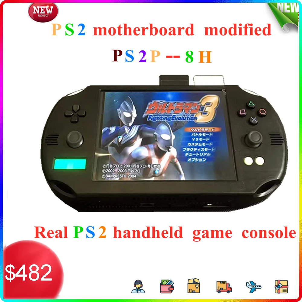 Nova quente original PS2P 8H portátil console de jogo 8 Polegada ips ...