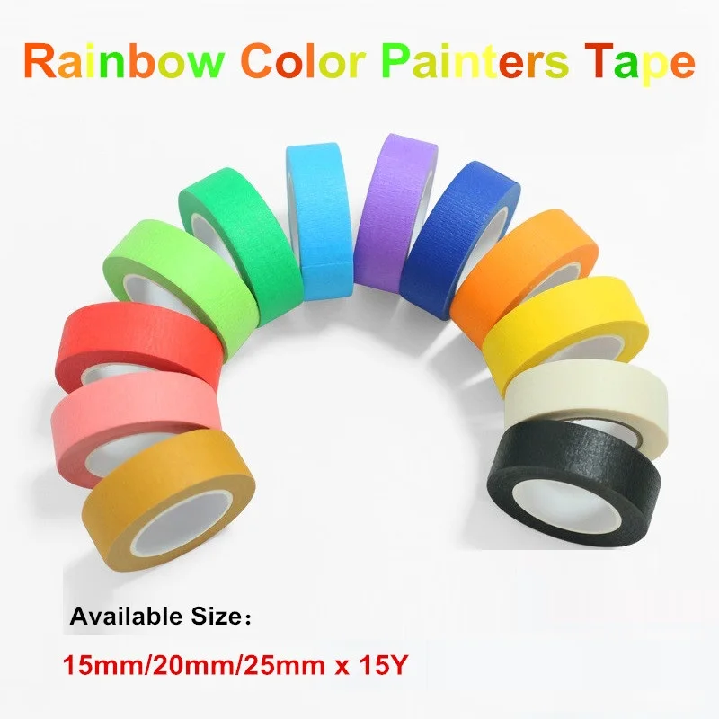 12 Colors Rainbow Masking Tape Easy Tear & Removable Writable Tape for ...