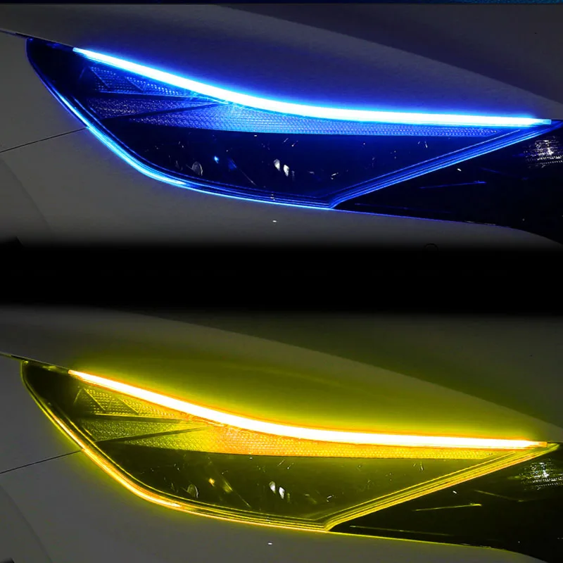 2pcs LED DRL Car Daytime Running Light Flexible Waterproof Strip Auto ...