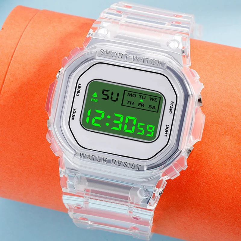 Fashion-Transparent-Digital-Watch-Square-Women-Watches-Waterproof ...