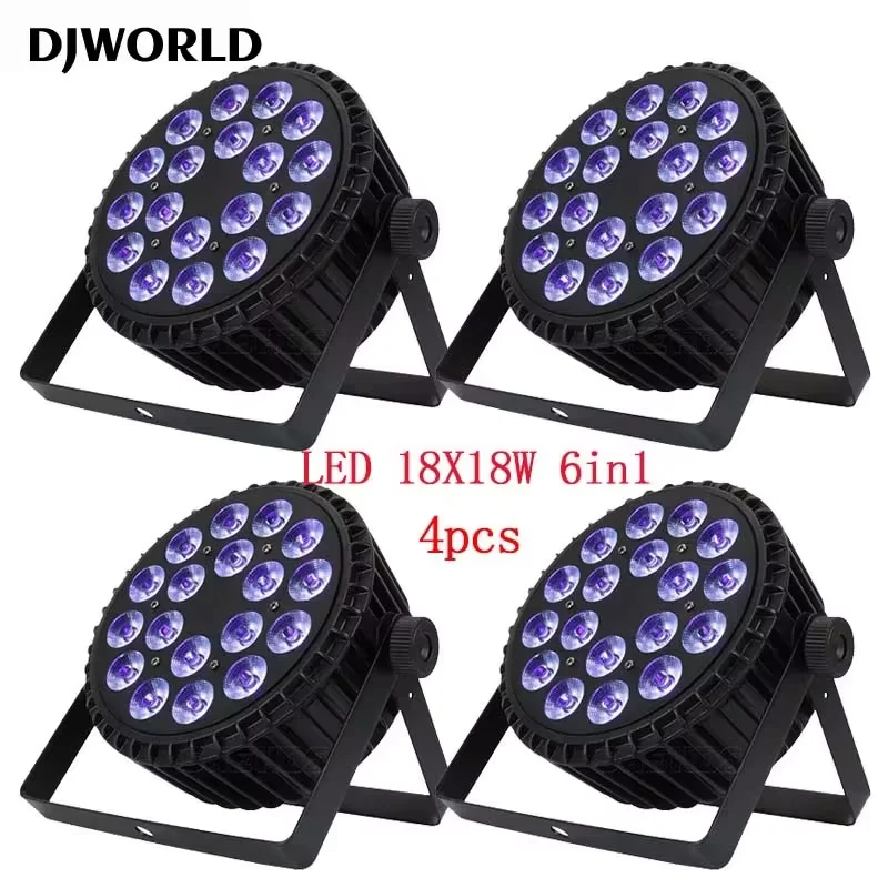 DJWORLD-4PCS-Aluminum-Alloy-LED-18x18W-RGBWA-UV-6in1-Par-Lights-Stage ...
