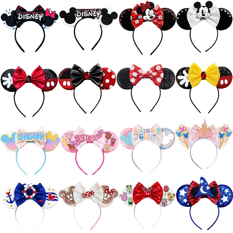 Disney-Mickey-Mouse-Ears-Headband-Women-Red-Sequin-Bow-Dots-Minnie-Hair ...