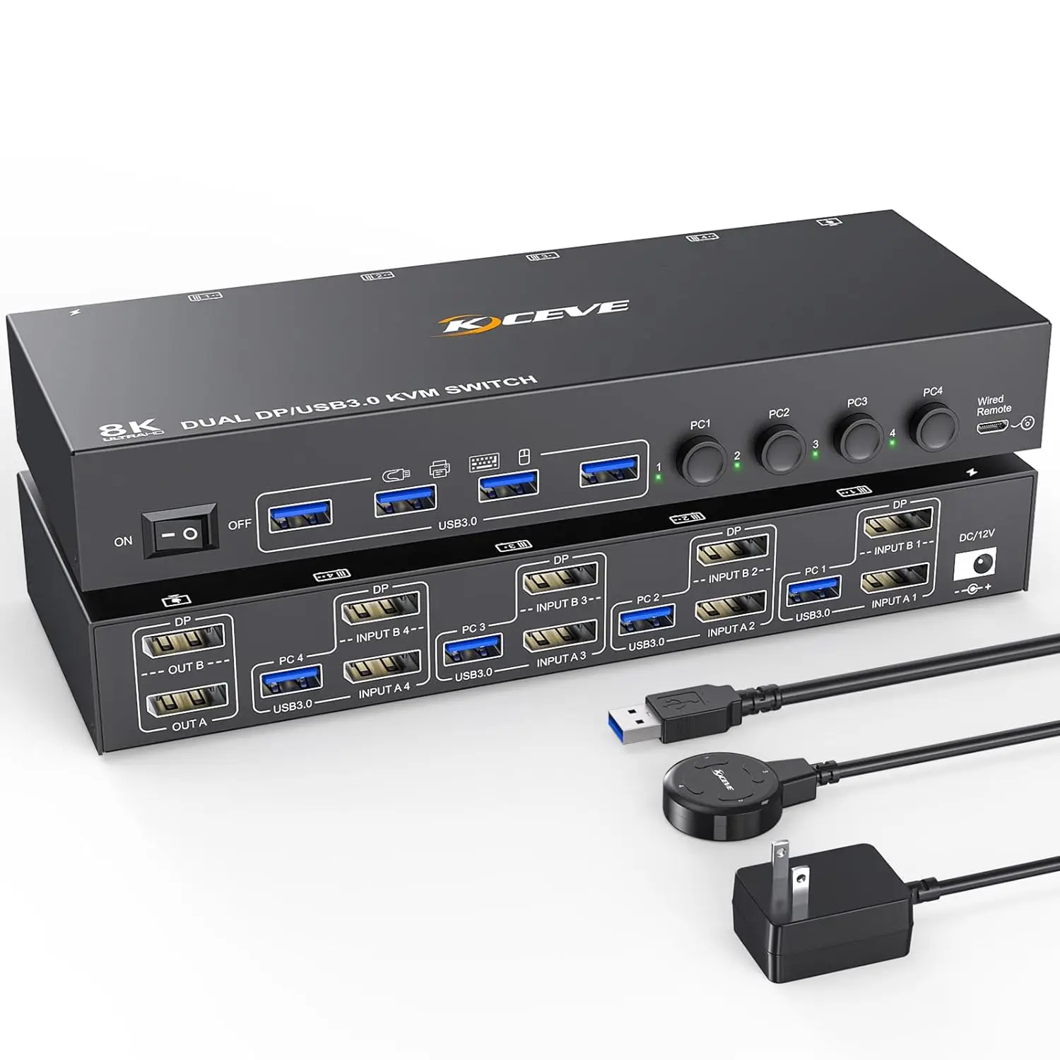 KCEVE-KVM-Switch-4-Computer-2-Monitors-Displayport-USB-3-0-KVM-Switcher ...
