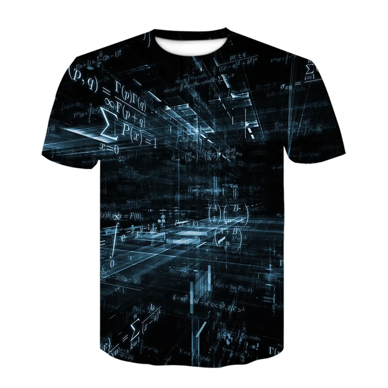 Mathematical symbol 3d Printed T-shirt For Men Black White Contrast ...