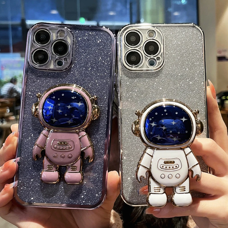 Luxury-Plating-Flash-Glitter-Astronaut-Holder-Phone-Case-For-iPhone-11 ...