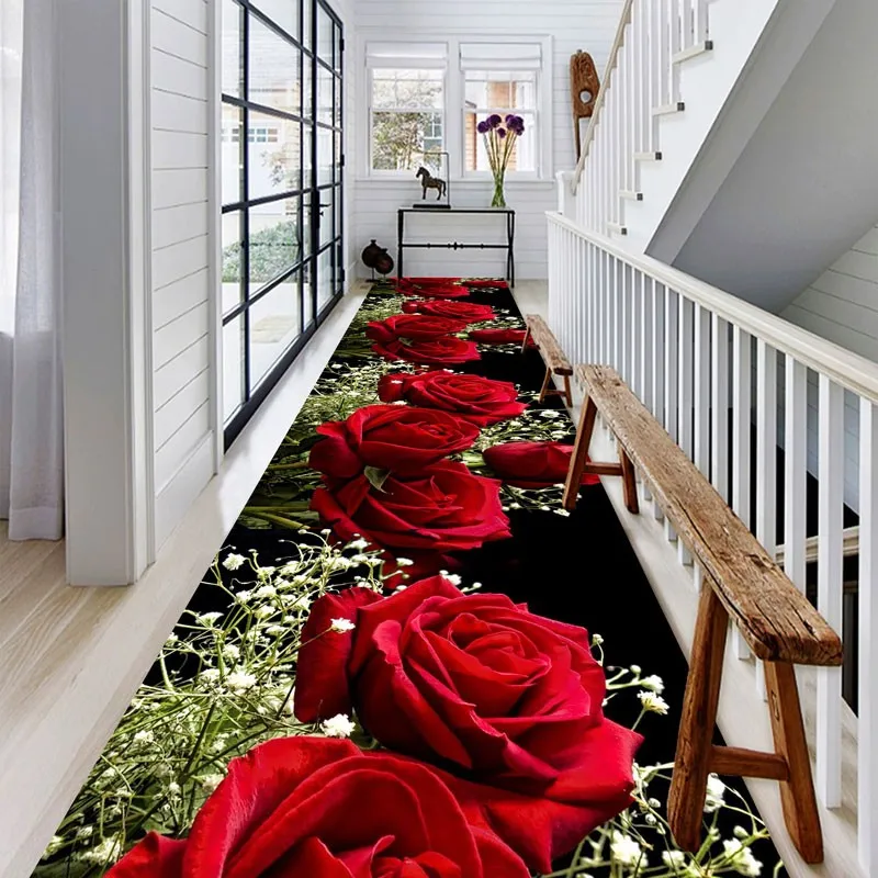 Reese Gorgeous Red Roses Lobby Carpet Living Room Bedroom Porch Anti ...