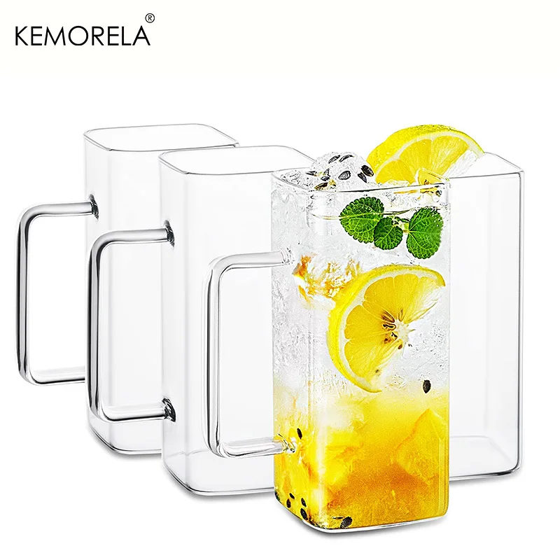 1-4Pcs-400ML-Square-Glass-Cup-With-Handle-Juice-Drink-Beer-Mug ...