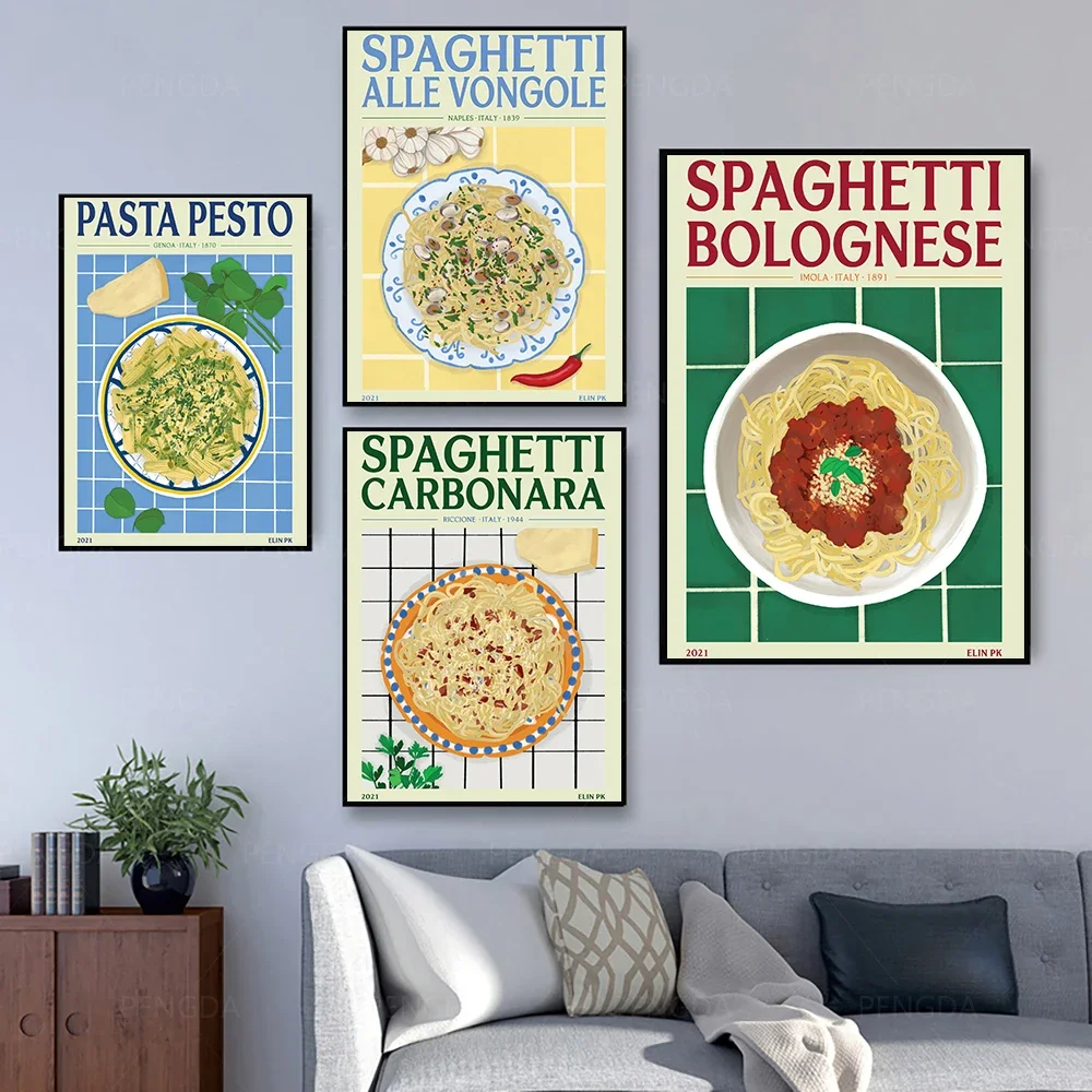 Spaghetti-with-Clams-Poster-and-Print-Cartoon-Pasta-Pesto-Bolognese ...
