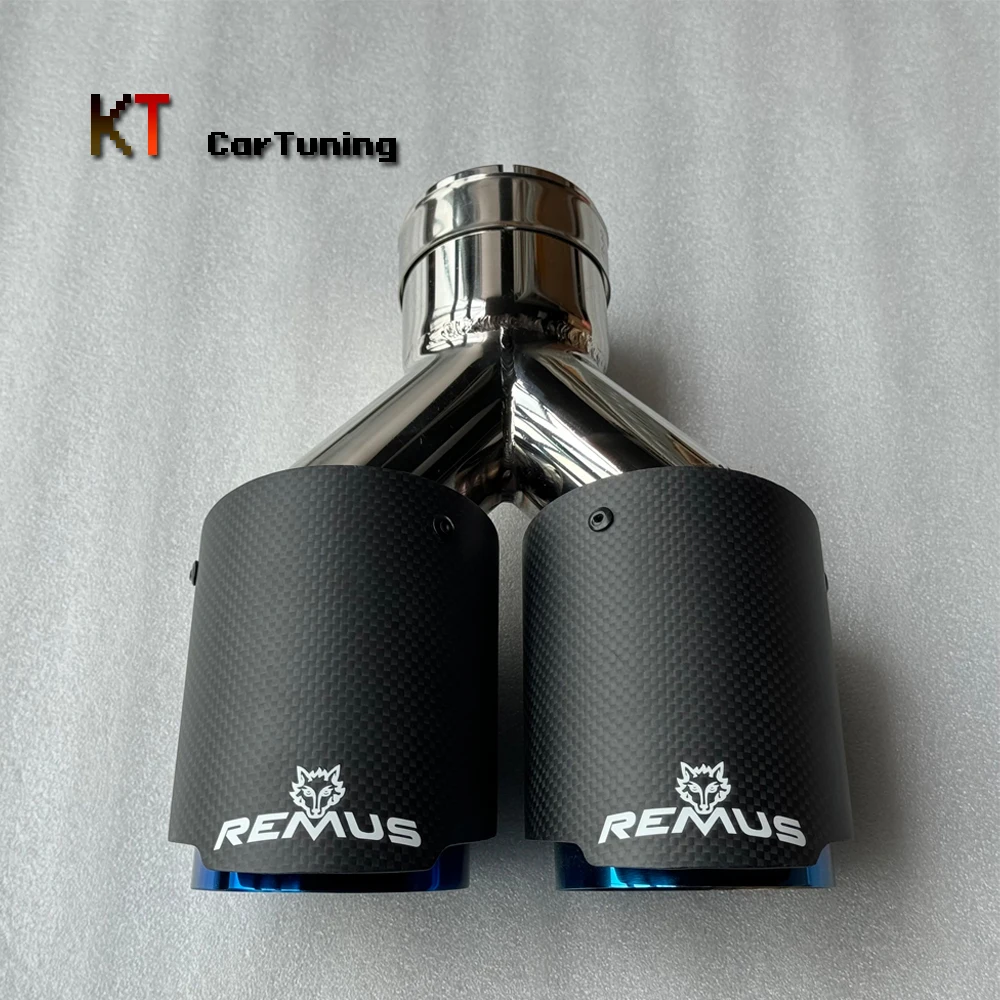 Remus-Dual-Exhaust-Tips-Matte-Carbon-Fiber-Blue-Stainless-Steel-Double ...