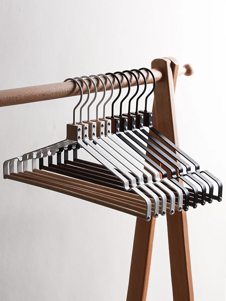 Clothes-Hanger-Household-Black-White-Metal-Solid-Wood-Trousers-High-End ...