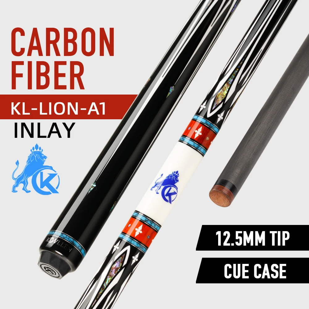 KONLLEN Cue Carbon Fiber Shaft Turquoise Inlay Pool Cue Stick 12.5mm 3/ ...