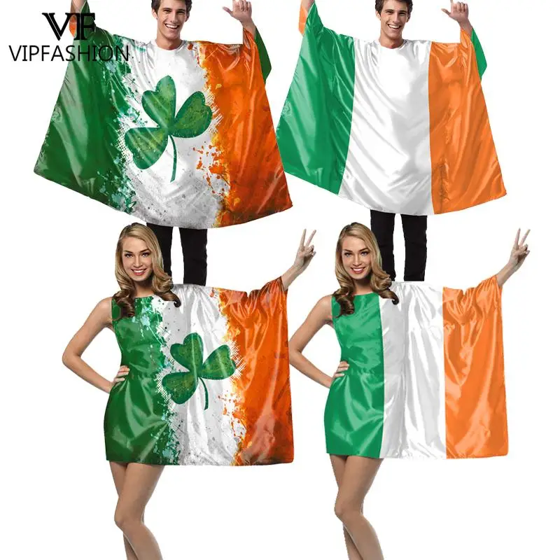 VIP FASHION St. Patricks Day Costume Women Ireland Flag Dress Men ...