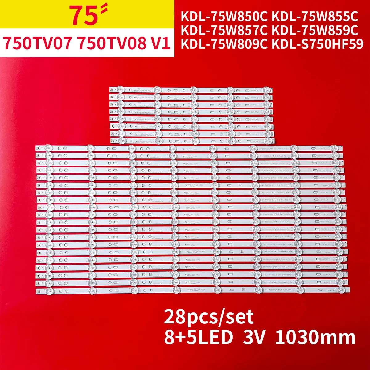 28Pcs/1Set LED Backlight Strip for Sony 75" TV KDL-75W850C KDL-75W855C ...
