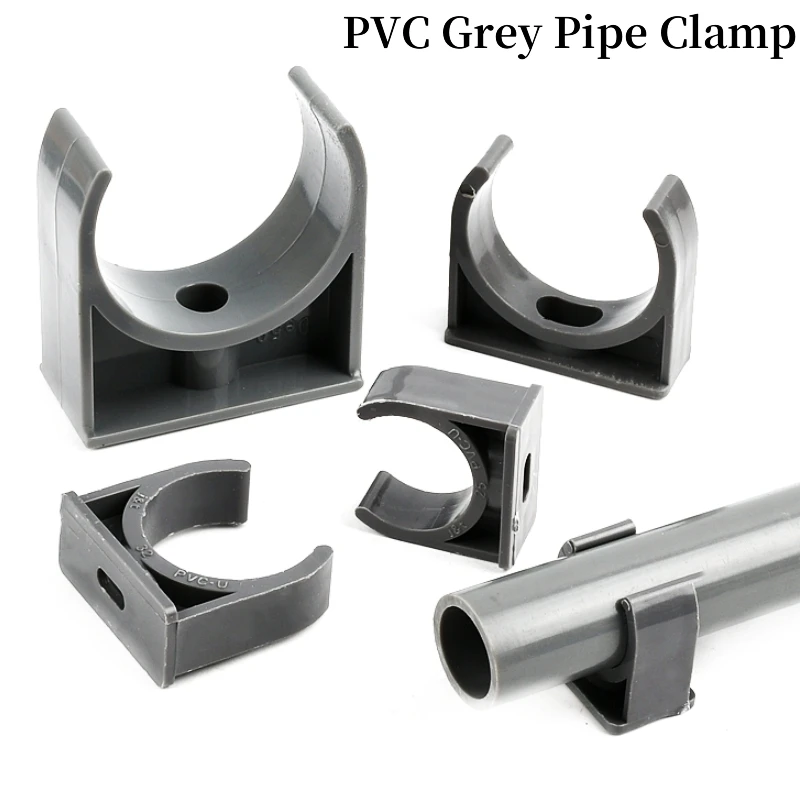 1-2Pcs-20-50mm-Grey-PVC-Pipe-Clamp-Fixed-U-type-Clip-Water-Pipe-Support ...