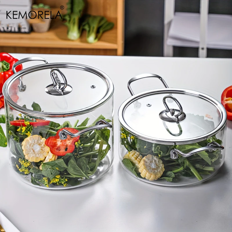 KEMORELA 1PCS Glass Cooking Pot 2.5L/3.5L Heat Resistant Simmer Pot ...