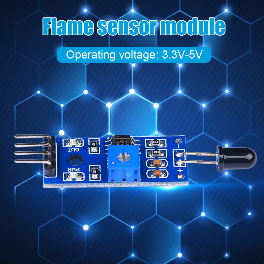 4 Pin IR Flame Detection Sensor Module Sensitivity Adjustable Fire ...