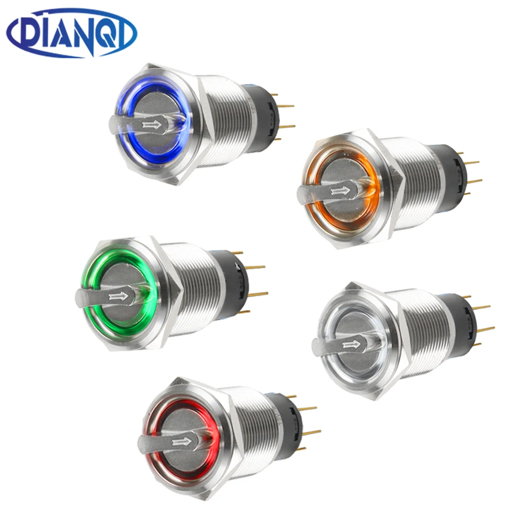 19mm Metal Rotary Push Button Brass Latching 2/3 Position Switch Press ...