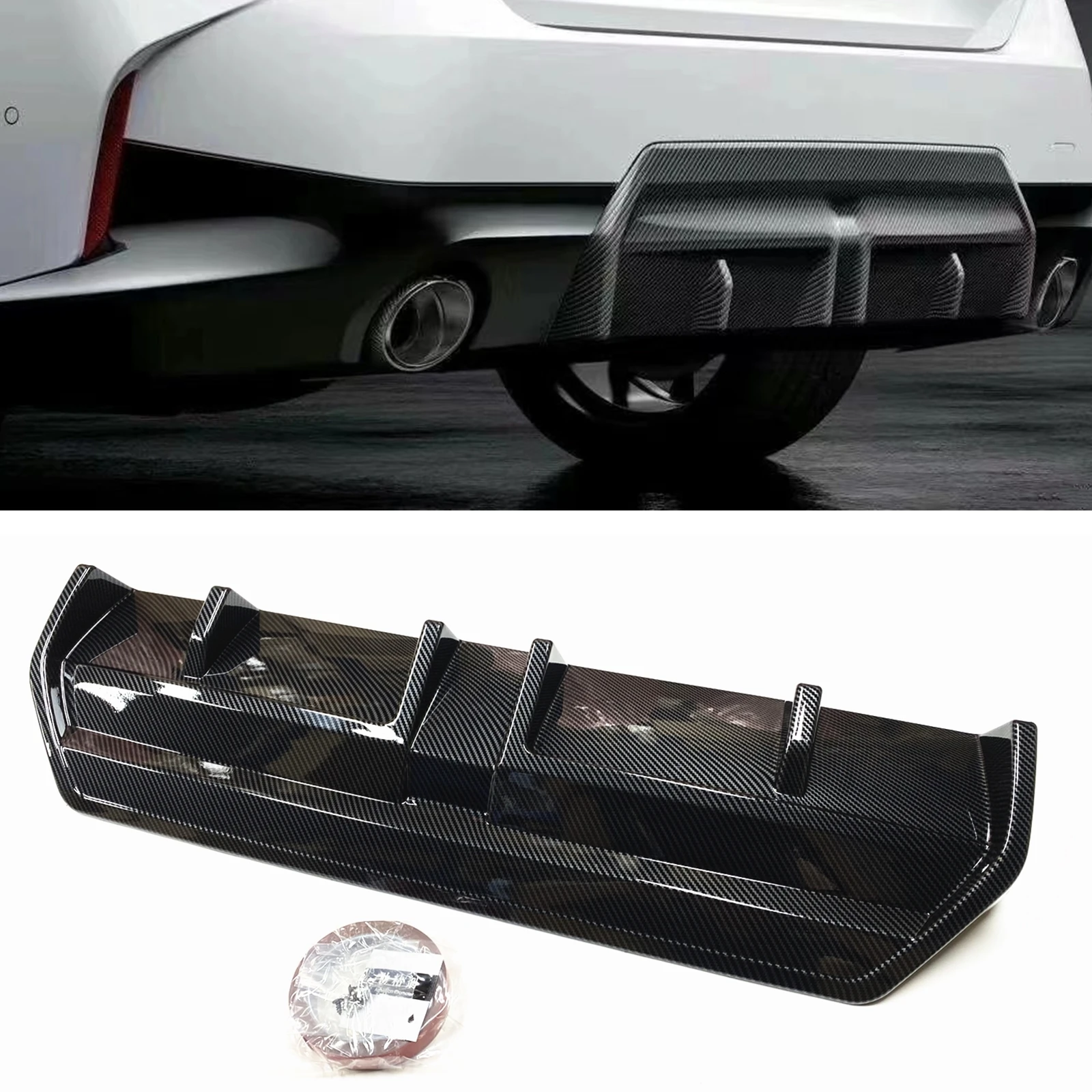 Car-Rear-Bumper-Diffuser-Lip-Lower-Spoiler-Plate-Guard-Bracket-Exhaust ...