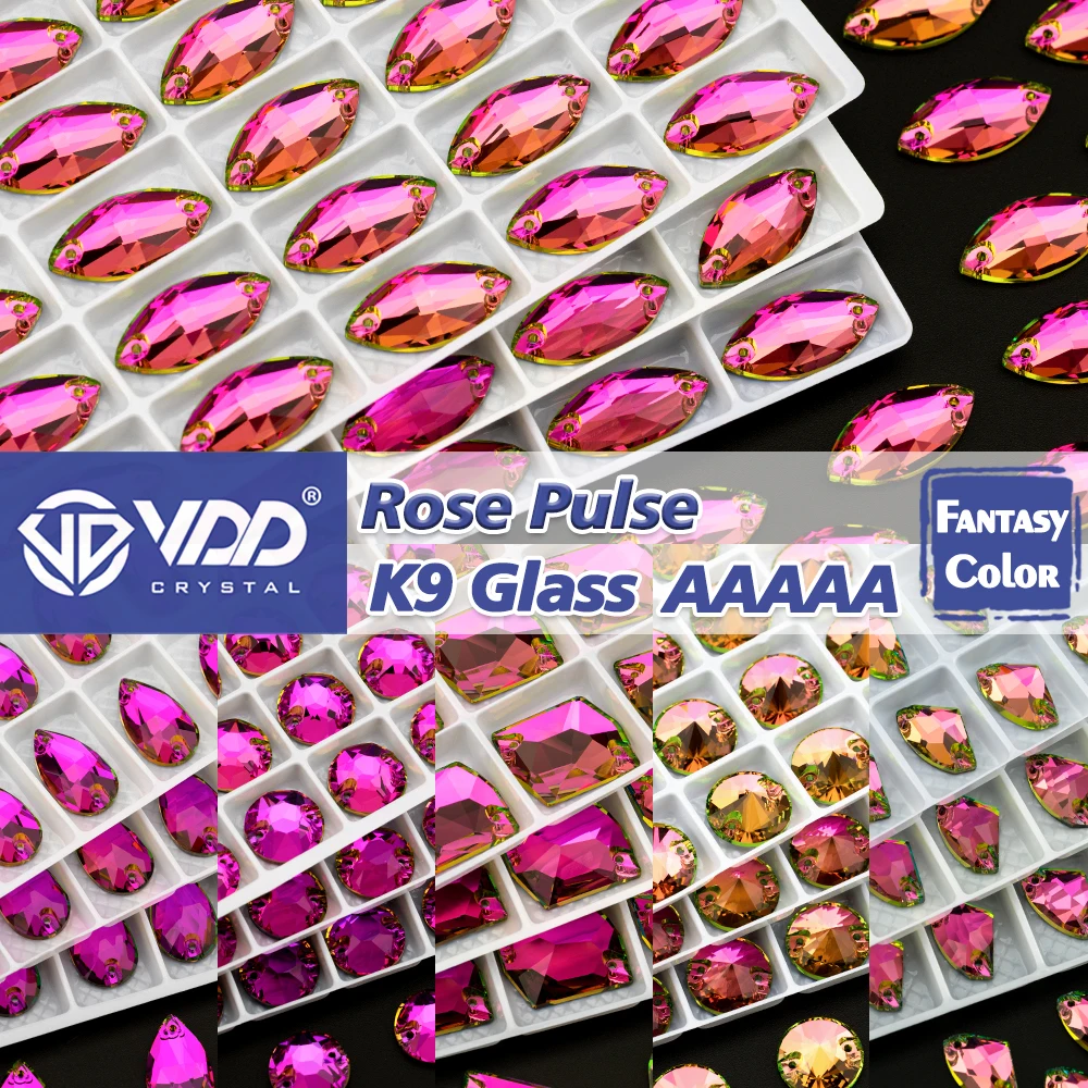 VDD S278 Rose Pulse Top Quality AAAAA K9 Glass Sew On Rhinestones ...