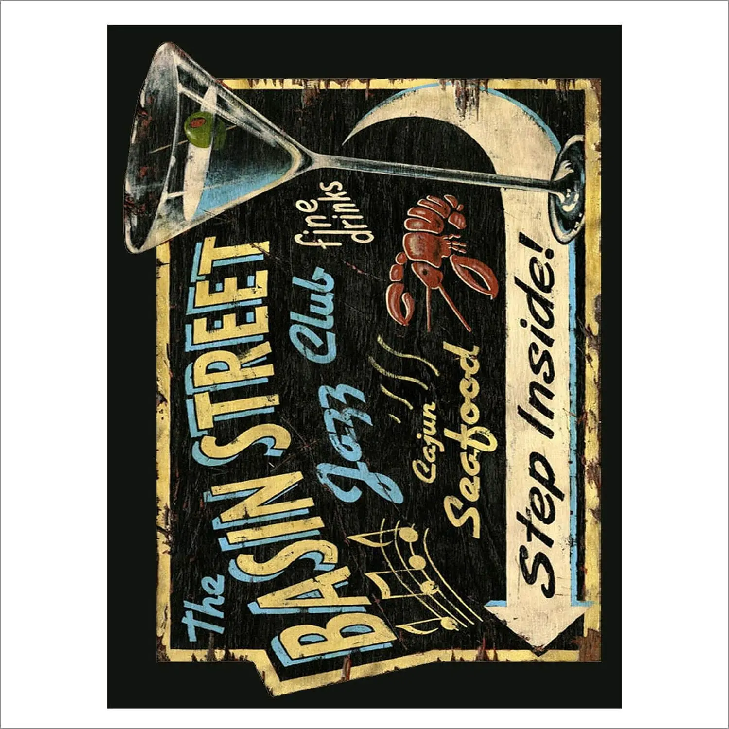 The-Basin-Street-Seafood-Step-Inside-Lobster-Tin-Metal-Aluminum-Wall ...