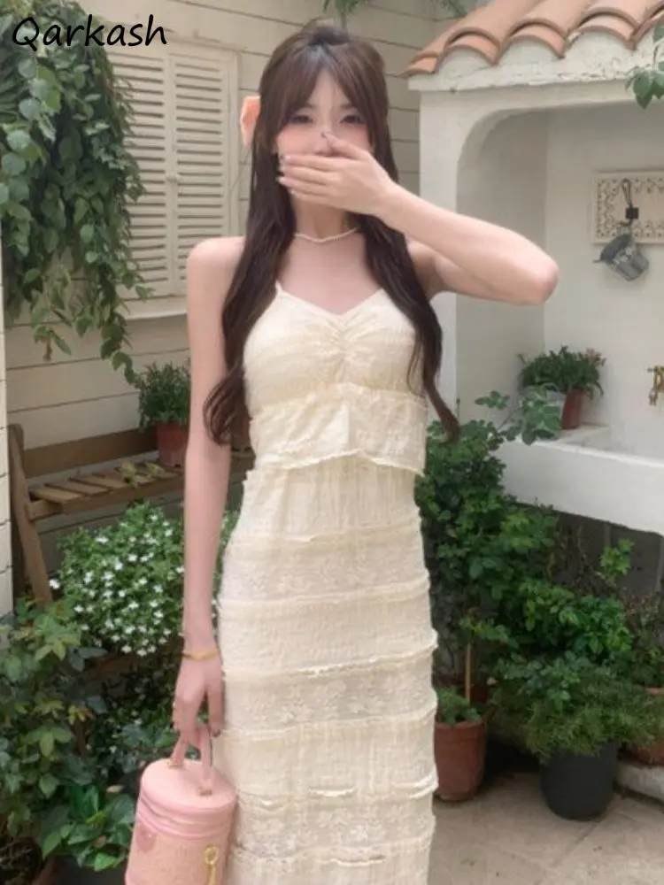 여성용 페어리코어 레이스 드레스 미적인 빈티지 캐주얼 기질 한국 스타일 민소매 인기 엠파이어 인스 젠틀 여름 신상