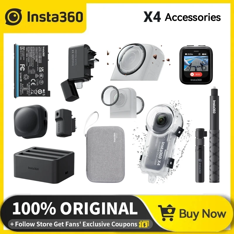 Original Insta360 X4 2290mAh Battery Charge Hub GPS Remote Control Lens ...