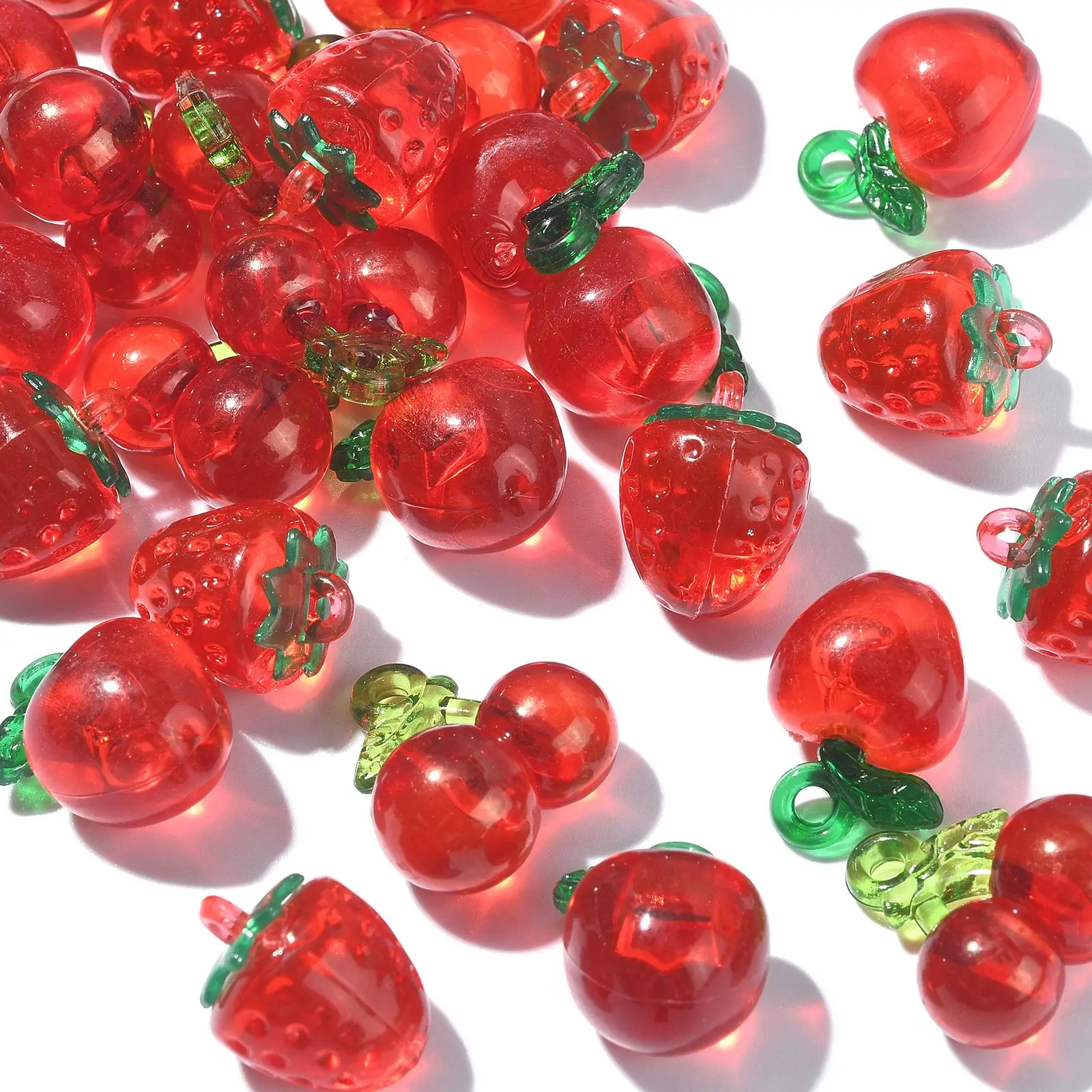 30Pcs-3-Styles-Acrylic-3D-Red-Fruit-Charms-Transparent-Cherry ...