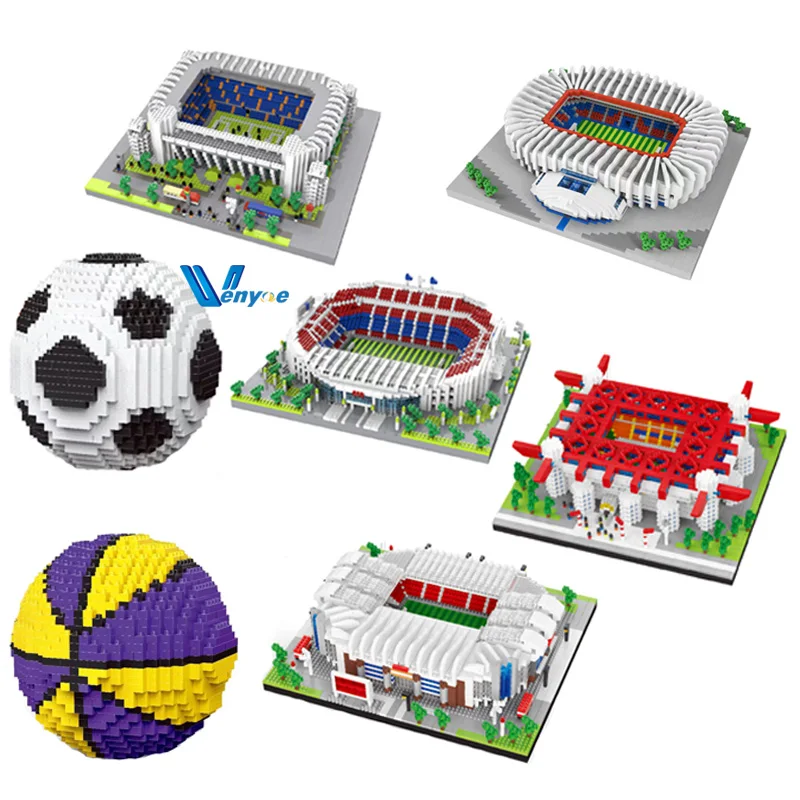 Football Stadium DIY Building Blocks Set Soccer Mini Bricks Model ...