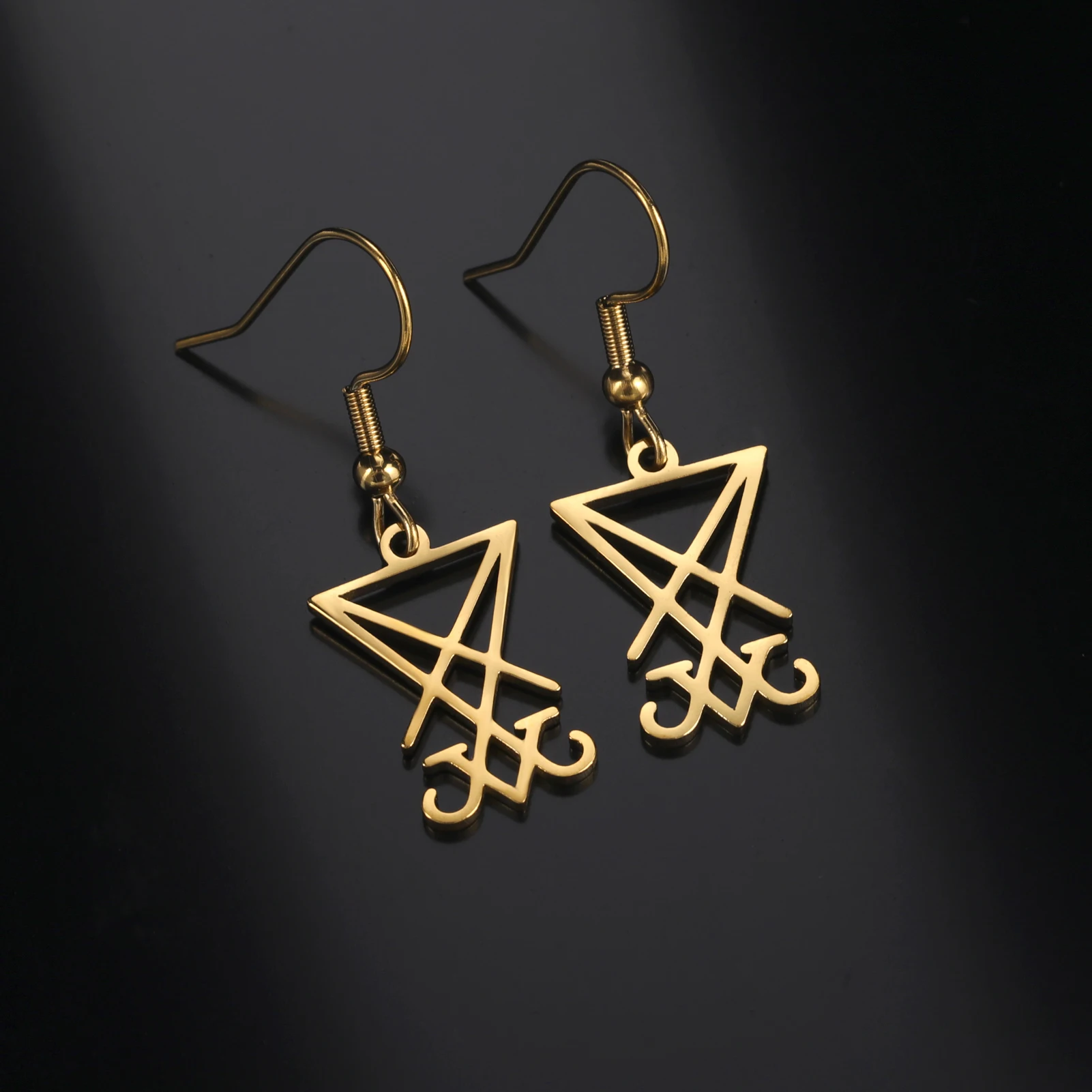 Jeshayuan Sigil Of Lucifer Earrings For Women Stainless Steel Gothic ...