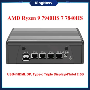 Firewall Mini PC AMD Ryzen 9 7940HS 7 7840HS 4x i226-V 2.5G LAN Dual ...