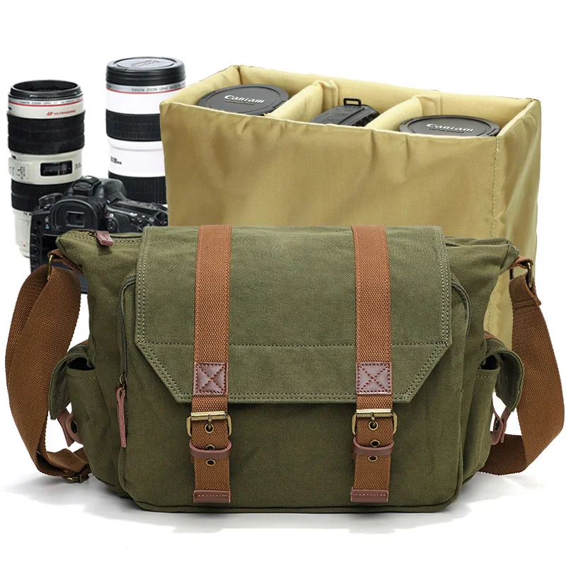 KOOGER-Military-Camera-Bag-Canvas-DSLR-SLR-Camera-Case-Bag-Shockproof ...