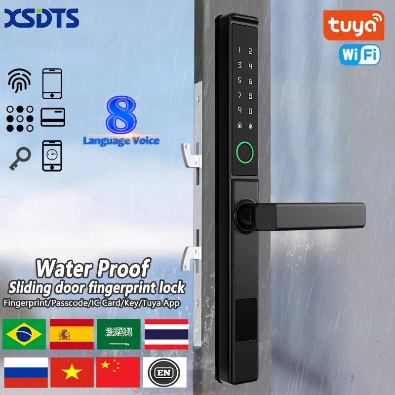 XSDTS-Tuya-APP-Waterproof-Smart-Fingerprint-Password-Card-Door-Lock-Bridge-Cut-Aluminum-Alloy ...