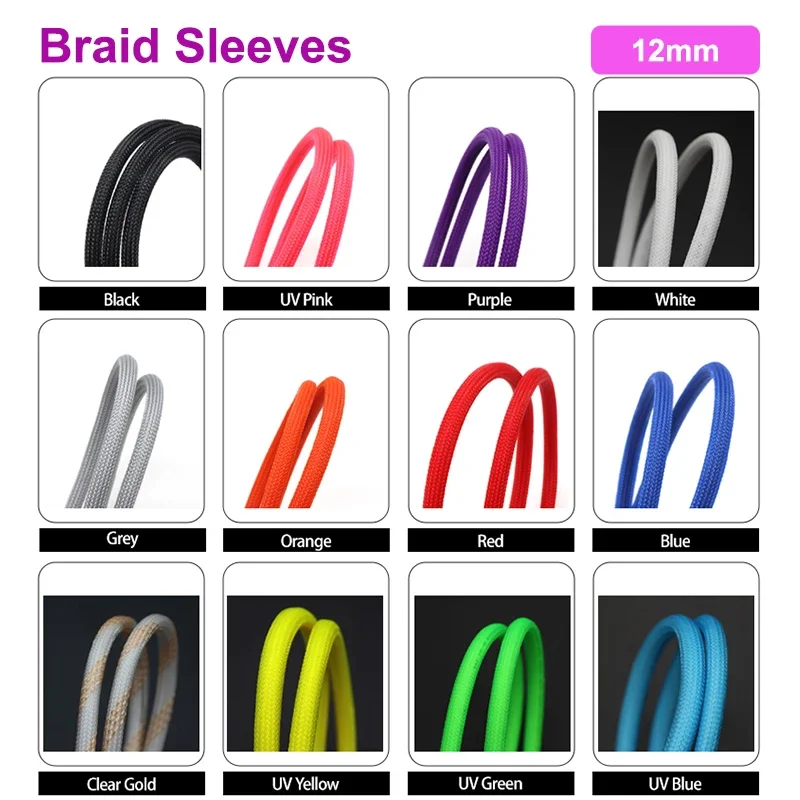 1/2/3/5/10/20/30/50M 12mm Insulated PET Braid Sleeves Sleeving High ...