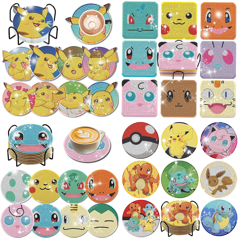 8Pcs-Pokemon-Diamond-Painting-Coasters-Set-with-Holder-DIY-Diamond-Art ...