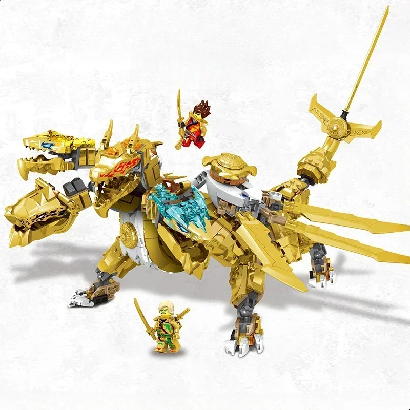 New Golden Ultra Dragon Bricks Golden Dragon Jet Building Block ...