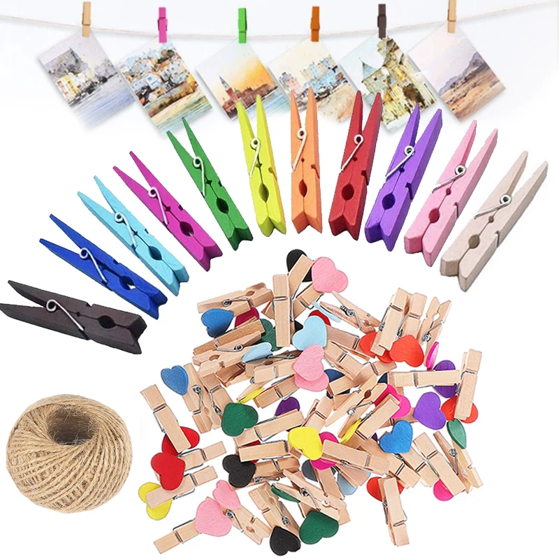 50pcs-Smalll-size-Mini-Wooden-Clips-25-30mm-Coloful-Clips-Photo-Clips ...