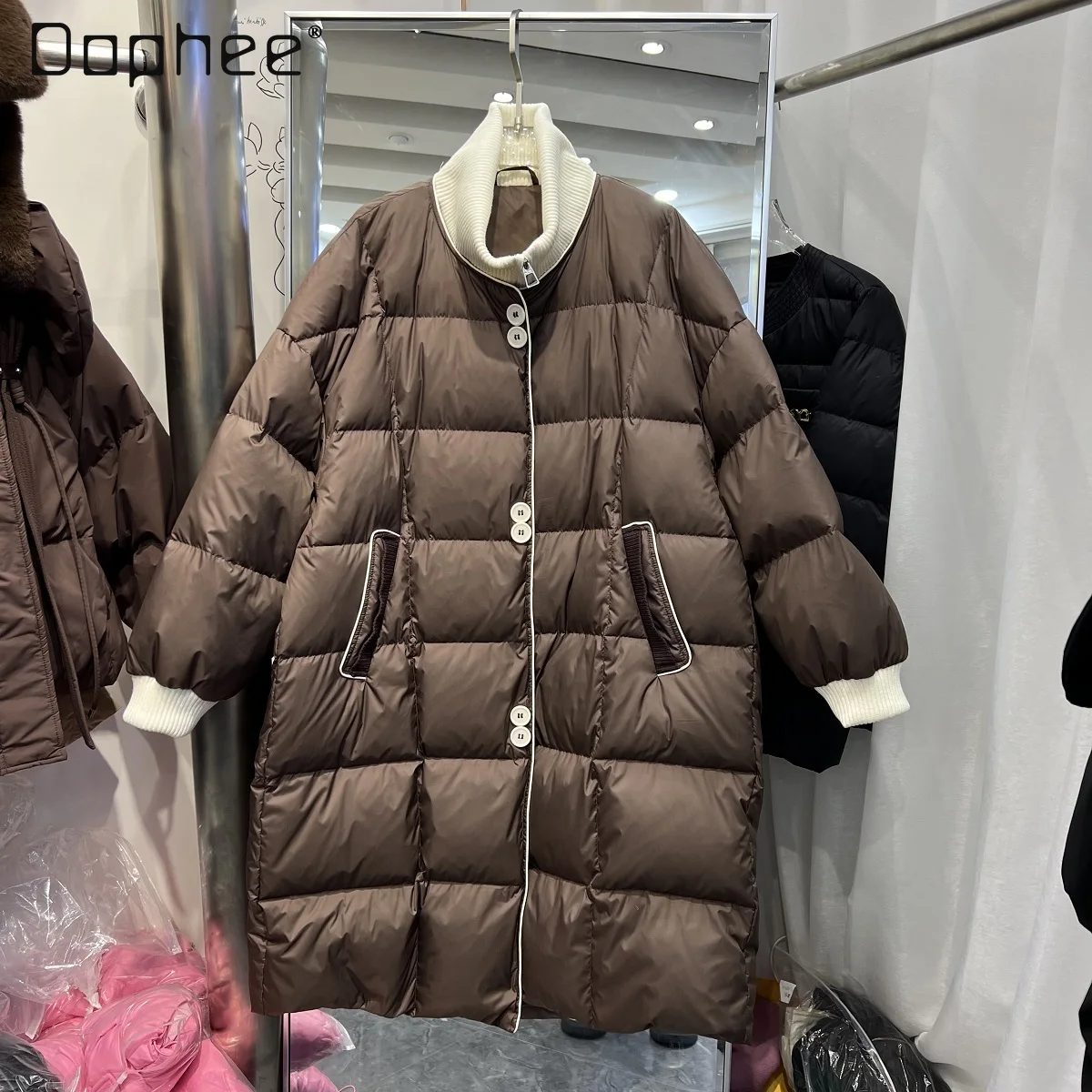 New-Streetwear-Women-Mid-Length-Down-Jackets-European-Fashion-Women-s ...