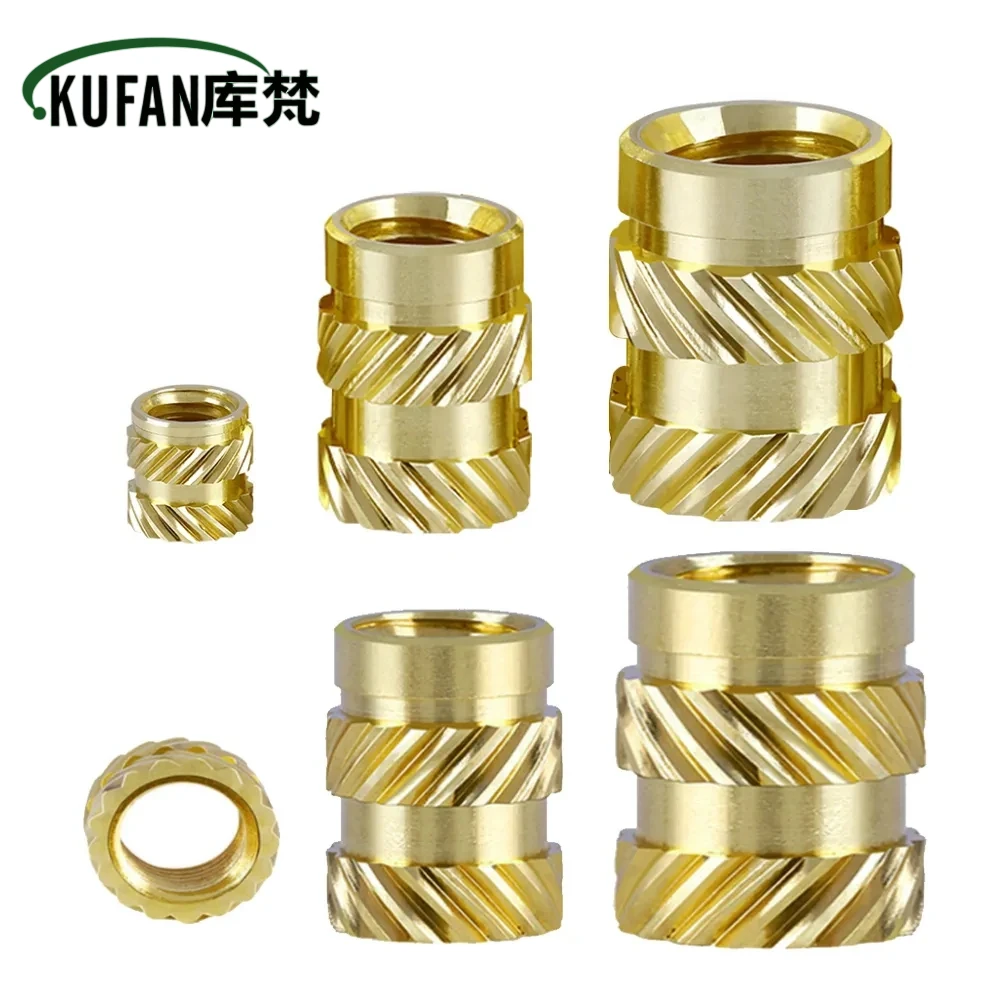 KUFAN 50pcs 100pcs M3 M4 M5 Thread Knurled Brass Threaded Heat Set Heat ...