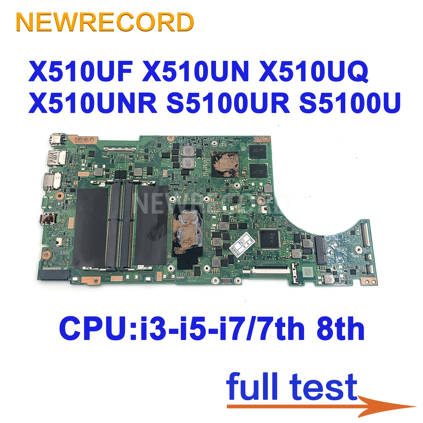 For-X510UF-X510UN-X510UQ-X510UNR-S5100UR-S5100U-Laptop-Motherboard-W-I3 ...
