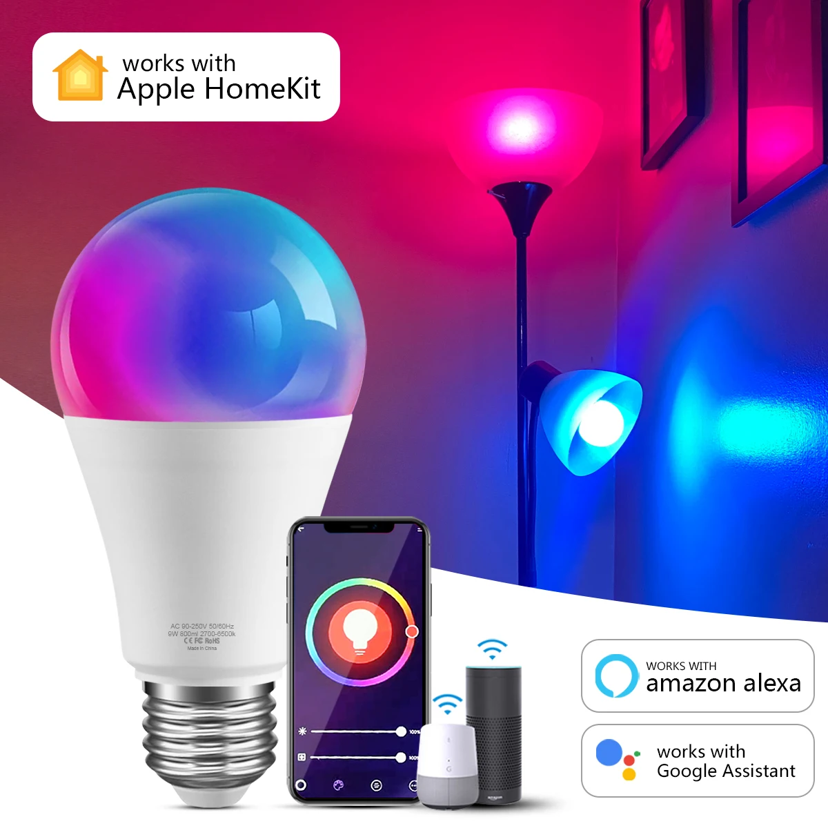 9W-WiFi-Homekit-Light-Lamp-E27-LED-RGB-Lamp-Siri-Control-Dimmable-Timer ...