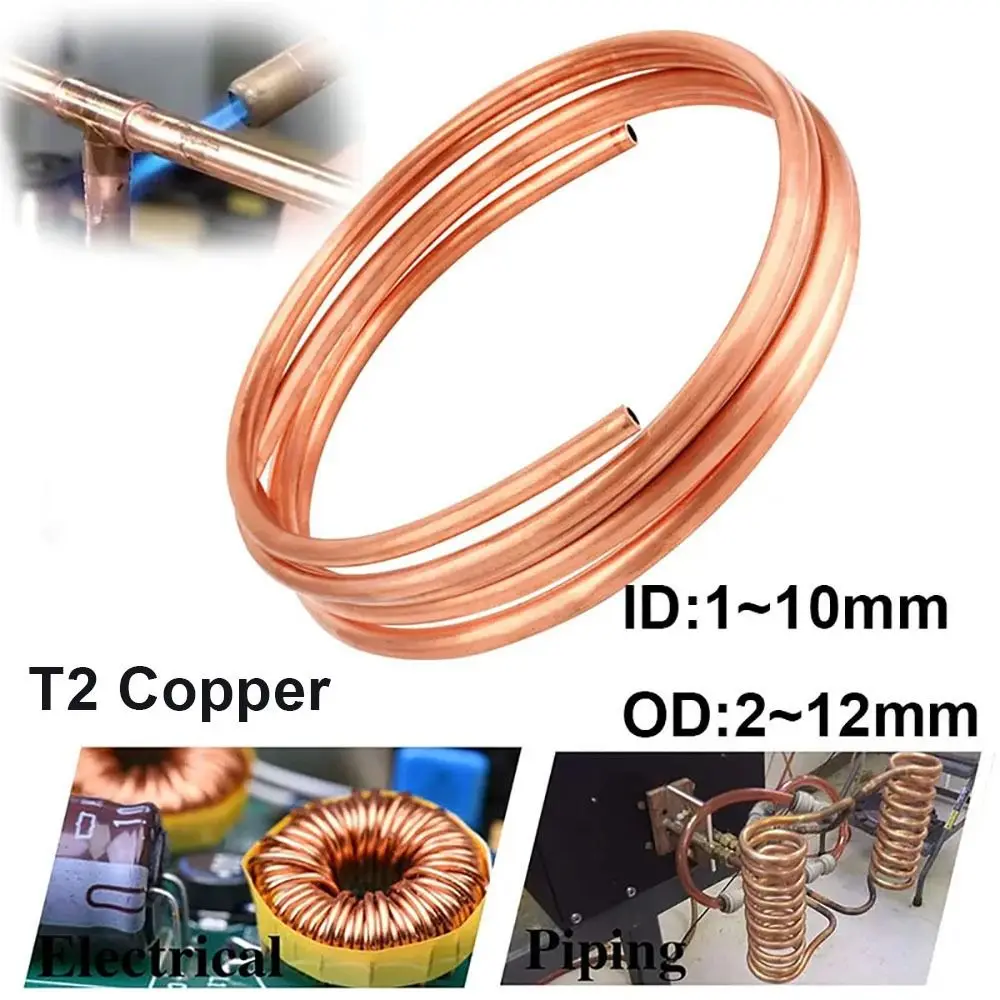 1Pcs Durable 1 Meter Copper Tube Coil 99.9% Pure Copper Soft T2 Copper ...