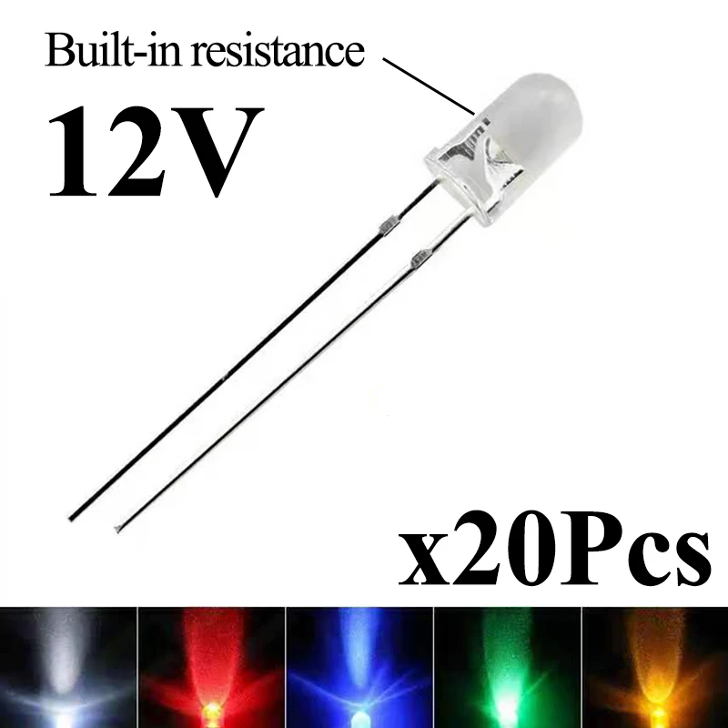20pcs-Dc-12v-5v-5mm-3mm-Led-Super-Bright-Warm-White-Red-Blue-Model-Car ...