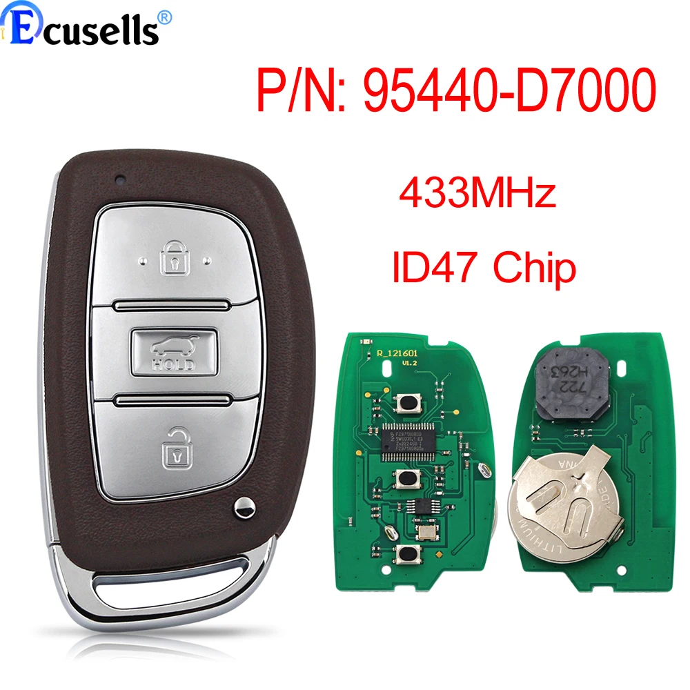 P/N: 95440-D7000 For 2018 2019 2020 Hyundai Tucson 3 Button 433MHz ID47 ...