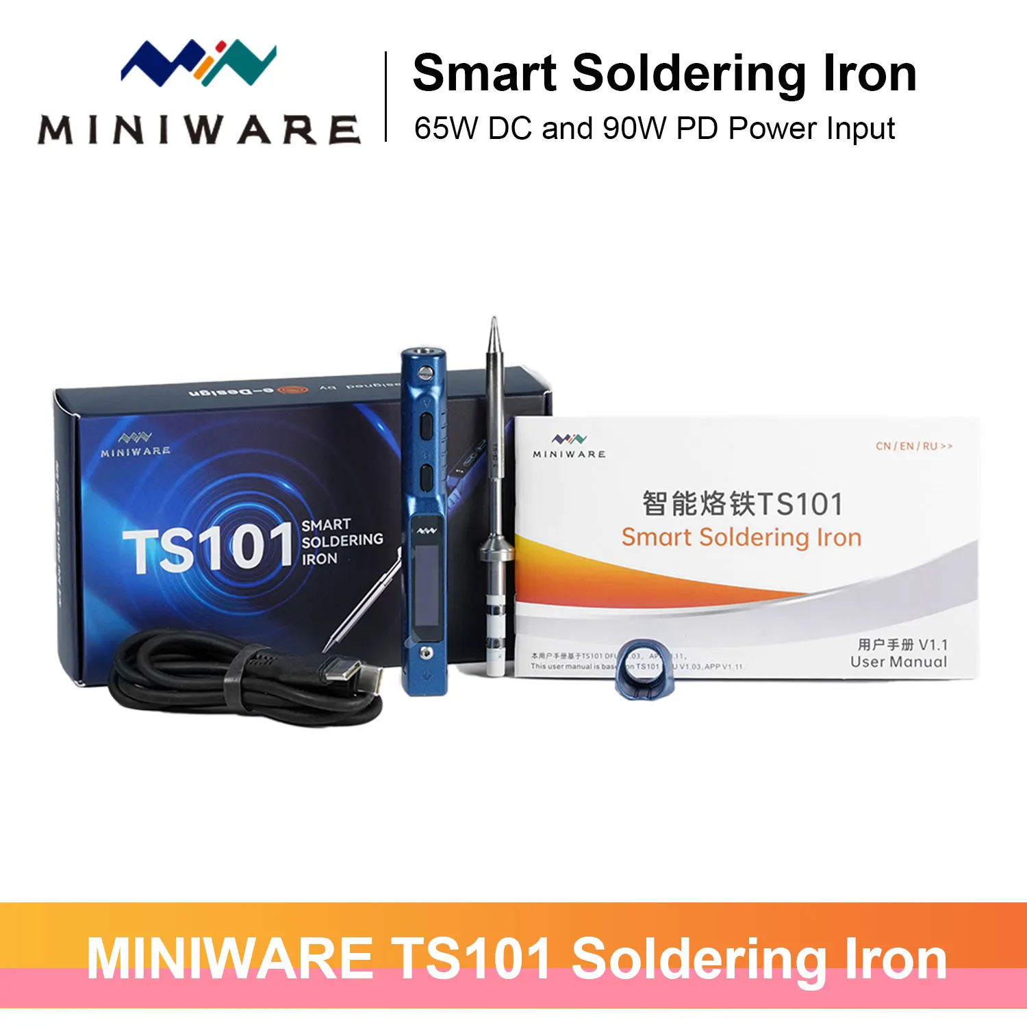 Original-TS101-MiniWare-Smart-Soldering-Iron-BC2-Tip-Adjustable-Temperature-Portable-Digital ...