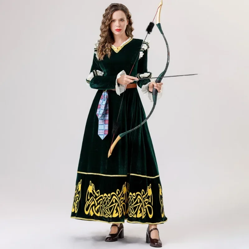 Brave Cartoon Princess Merida Costume for Women Adult Cosplay Dress ...