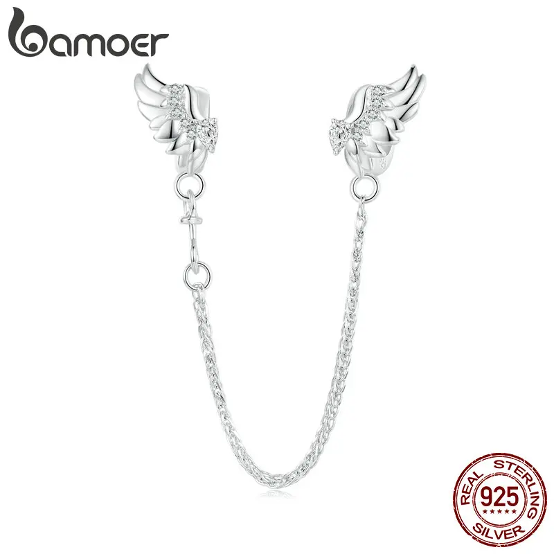 BAMOER-925-Sterling-Silver-Wings-Safety-Chain-Charm-for-Bracelets ...